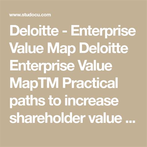 Deloitte Enterprise Value Map Deloitte Enterprise Value Maptm Deloitte Enterprise Value Map Deloitte Enterprise Value Maptm