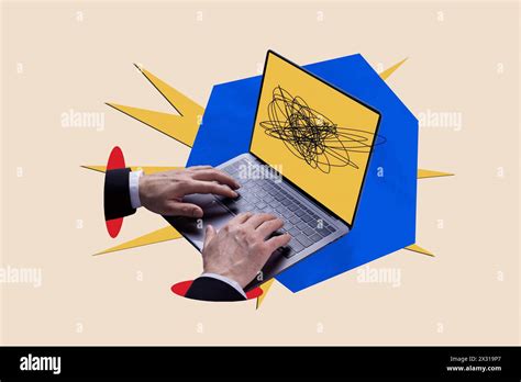 Composite 3d Photo Collage Trend Sketch Image Of Two Hands Appear From Hole Professional Worker