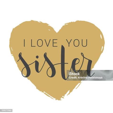 Tulisan Tangan Lettering Of I Love You Sister Ilustrasi Vektor