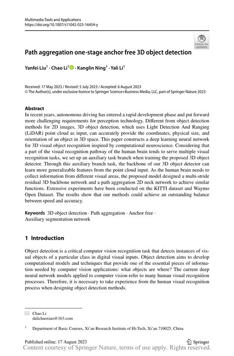 Path Aggregation One Stage Anchor Free 3d Object Detection Request Pdf