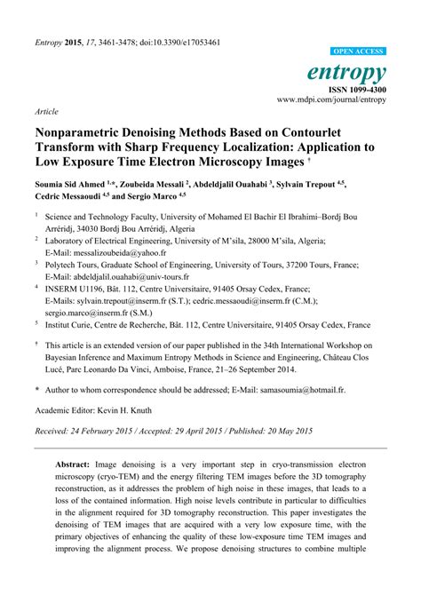 Pdf Nonparametric Denoising Methods Based On Contourlet Transform