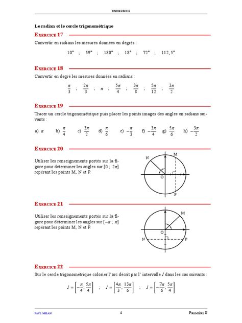 Exercices Trigonométrie Première Pdf
