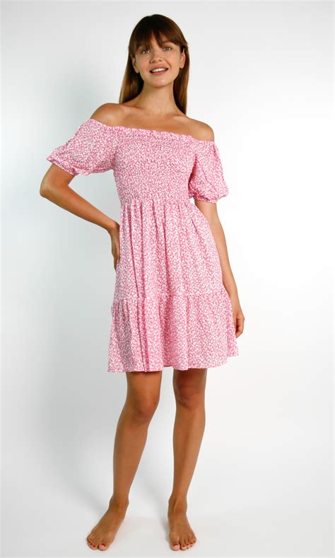 The Ruby Smocked Liberty Mini Dress Pink Delfina Swim
