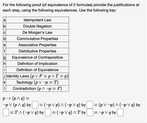 Solved For The Following Proof Of Equivalence Of Chegg