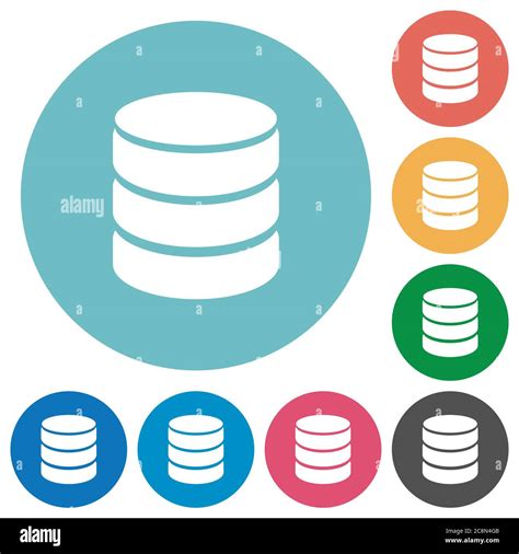 Flat Database Icon Set On Round Color Background Stock Vector Image And Art Alamy