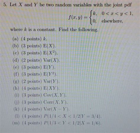 solved 5 let x and y be two random variables with the joint