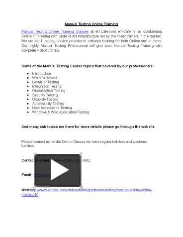 PPT Manual Testing Online Training PowerPoint Presentation Free To Download Id NTU O