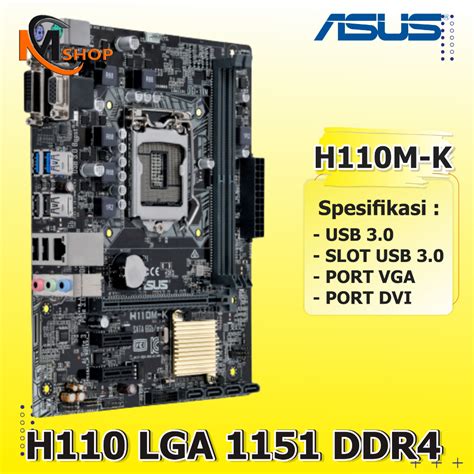 Jual Mainboard Motherboard Mobo Intel H110 1151 Ddr4 Asus Hdmi M2 Sata Shopee Indonesia