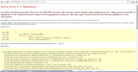 No Entity Framework Provider Found For The Adonet Provider With
