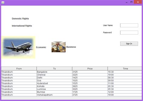 programmer s place airline reservation system in java gui