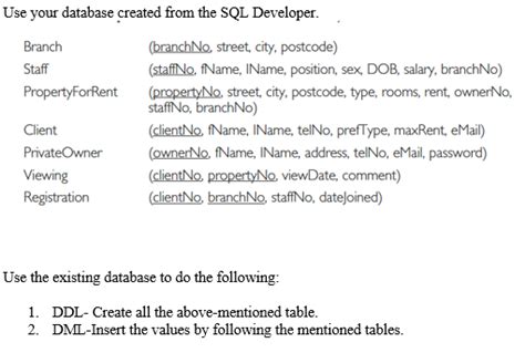 Solved Use Your Database Created From The SQL Developer Chegg Com