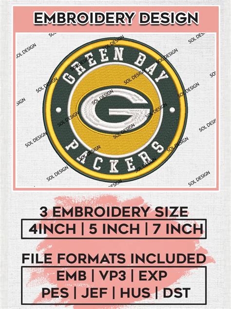 Nfl Green Bay Packers Circle Logo Embroidery Designs Nfl Packers Nfl