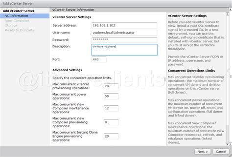 add vcenter server and vmware view composer in horizon connection
