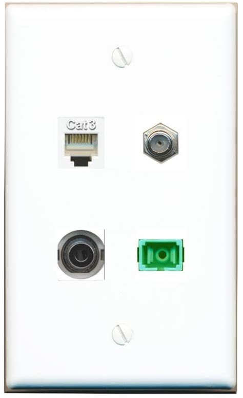 Riteav 3 5mm Coax Phone Sc Apc Singlemode Simplex Wall Plate Flat Wh