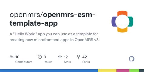 GitHub Openmrs Openmrs Esm Template App A Hello World App You Can Use As A Template For