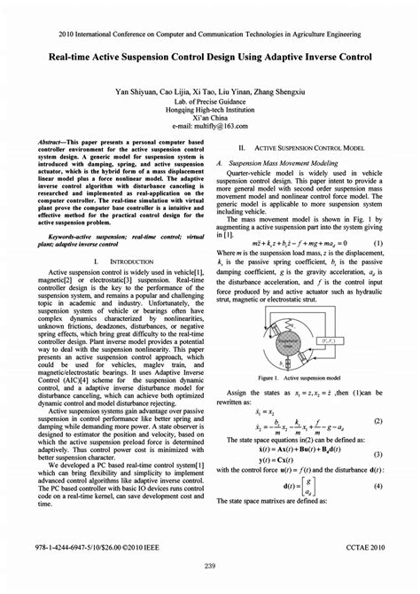 pdf real time active suspension control design using adaptive inverse