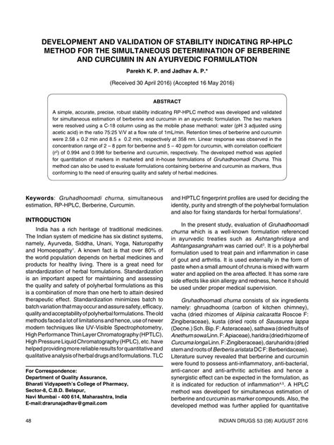 PDF Development And Validation Of Stability Indicating RP HPLC Method For The Simultaneous