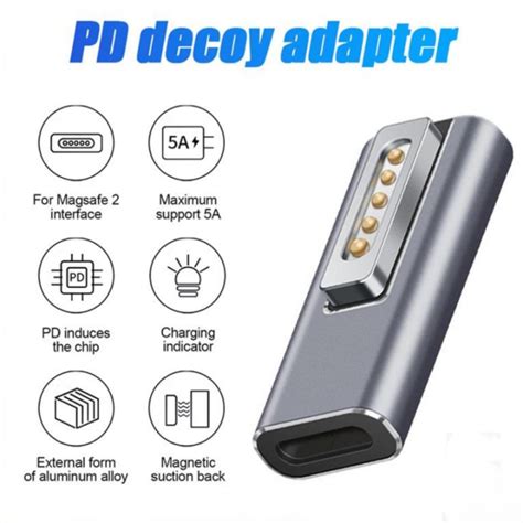 Type C Magnetic USB PD Adapter Connector For Type C Female To Magsafe 2 USB C Female Magnet Plug
