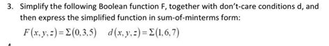 Solved Simplify The Following Boolean Function F Chegg