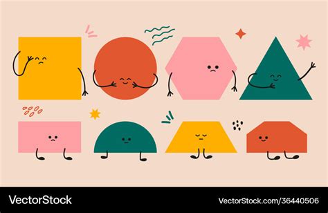Abstract Funny Geometric Characters Cute Shapes Vector Image