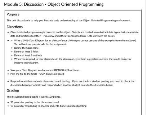 Solved Module Discussion Object Oriented Programming Chegg