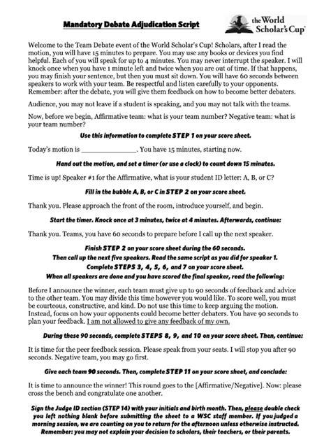 Debate Adjudicator Script Pdf