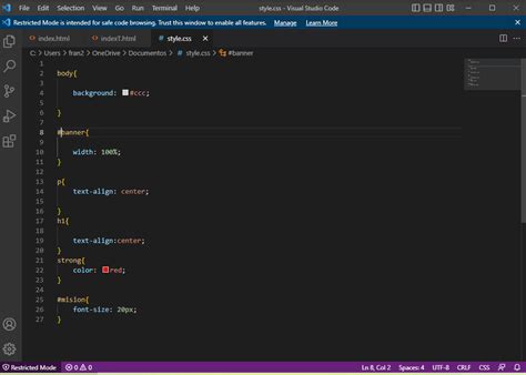 Codigo Hexadecimal En Visual Studio Code Html5 Y Css3 Parte 1 Mi