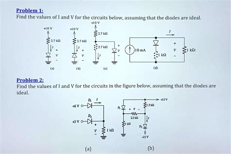 Problem Find The Values Of I And V For The Circuits Below Assuming That The Diodes Are Ideal