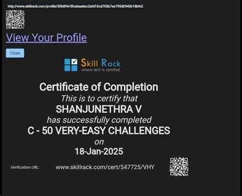 Shanjunethra Vishvanathan On Linkedin Skillrack C50 Certification
