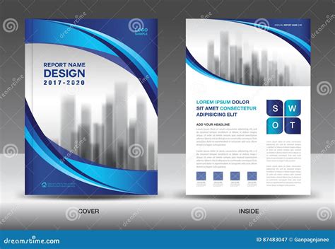 Brochure Template Layout Blue Cover Design Annual Report Stock Vector Illustration Of
