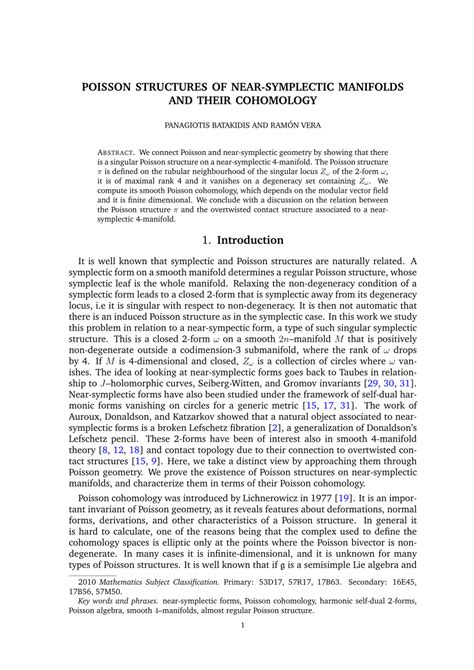 Pdf Poisson Structures Of Near Symplectic Manifolds And Their Cohomology