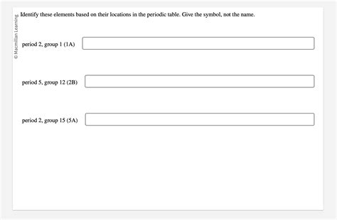 Solved Identify These Elements Based On Their Locations In Chegg