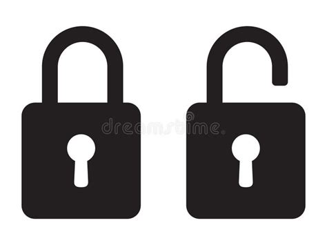 Padlock Icon Security Icon Black Locked Unlocked Padlock Icon Stock