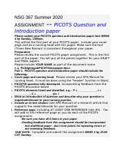 Crafting A Strong PICOTS Question And Introduction Paper Key Course Hero