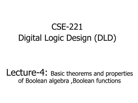Ppt Cse 221 Digital Logic Design Dld Powerpoint Presentation Free Download Id3321752