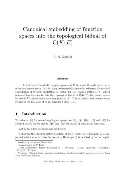 Pdf Canonical Embedding Of Function Spaces Into The · Pdf