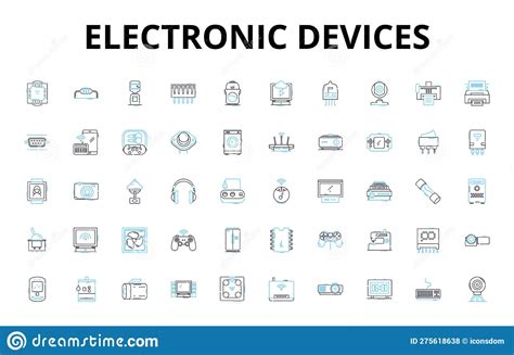 Electronic Devices Linear Icons Set Smartph Tablet Laptop Desktop Smartwatch Headphs