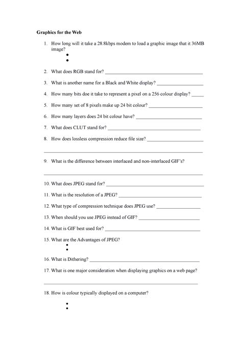 Graphics For The Web Outline Graphics For The Web How Long Will It Take A Modem To