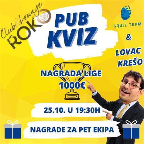 Novo izdanje pub kviza lovca Kreše i sQuiz Teama! :) : r/croatia