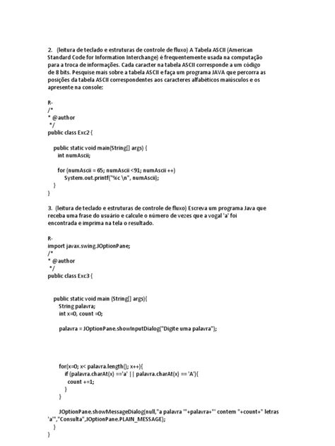 Java Se Exercicio Resolvido Pdf Ascii Dados De Computador
