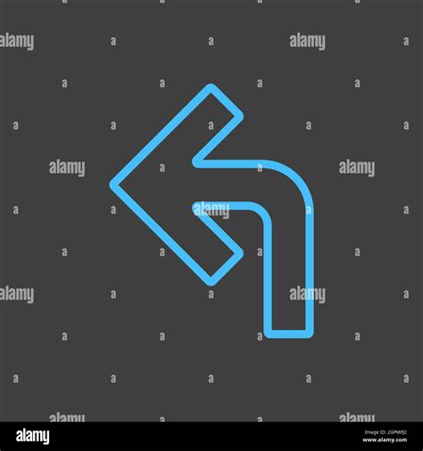 Turn Left Arrow Vector Icon On Dark Background Navigation Sign Stock