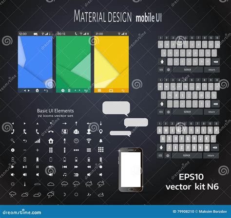 Set Of Ui Material Design Background Stock Vector Illustration Of