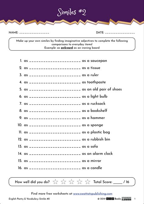 Simile Exercise 02 Ks2 — Stp Books