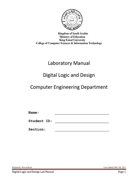 Digital Logic And Design Lab Manual Pdf Logic Gate Digital Electronics