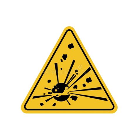 Explosive Material Hazard Sign With Yellow Triangle Board Stock Vector