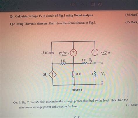 solved q1 calculate voltage v in circuit of fig 1 using