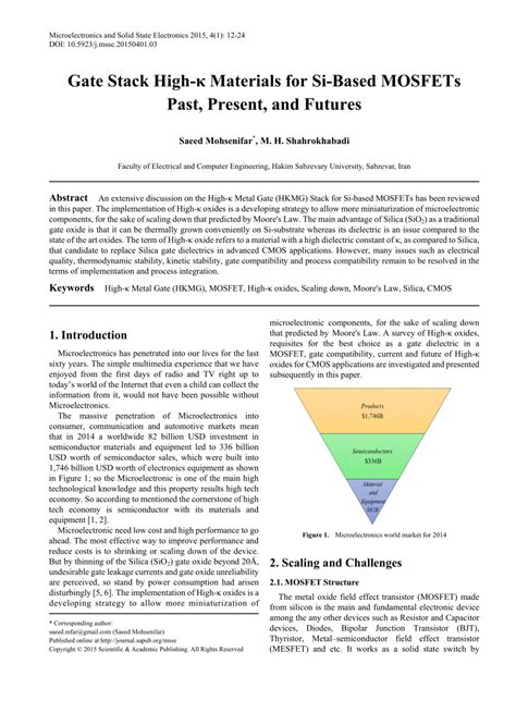 Pdf Gate Stack High κ Materials For Si Based Mosfets Past Present And Futures