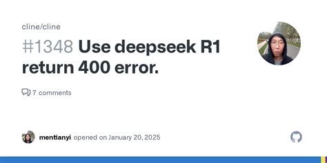 use deepseek r1 return 400 error · issue 1348 · cline cline · github