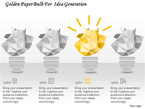 cj golden paper bulb for idea generation powerpoint template