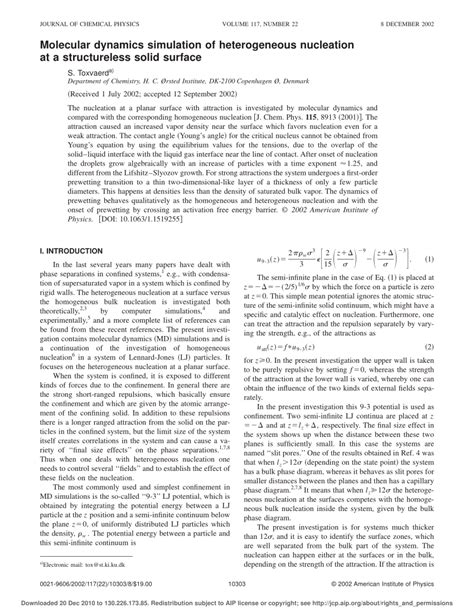 Pdf Molecular Dynamics Simulation Of Heterogeneous Nucleation At A